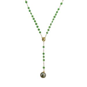 Light Green Saint Jude Rosary with Round Medal Rosario De San Judas Tadeo Con Medalla