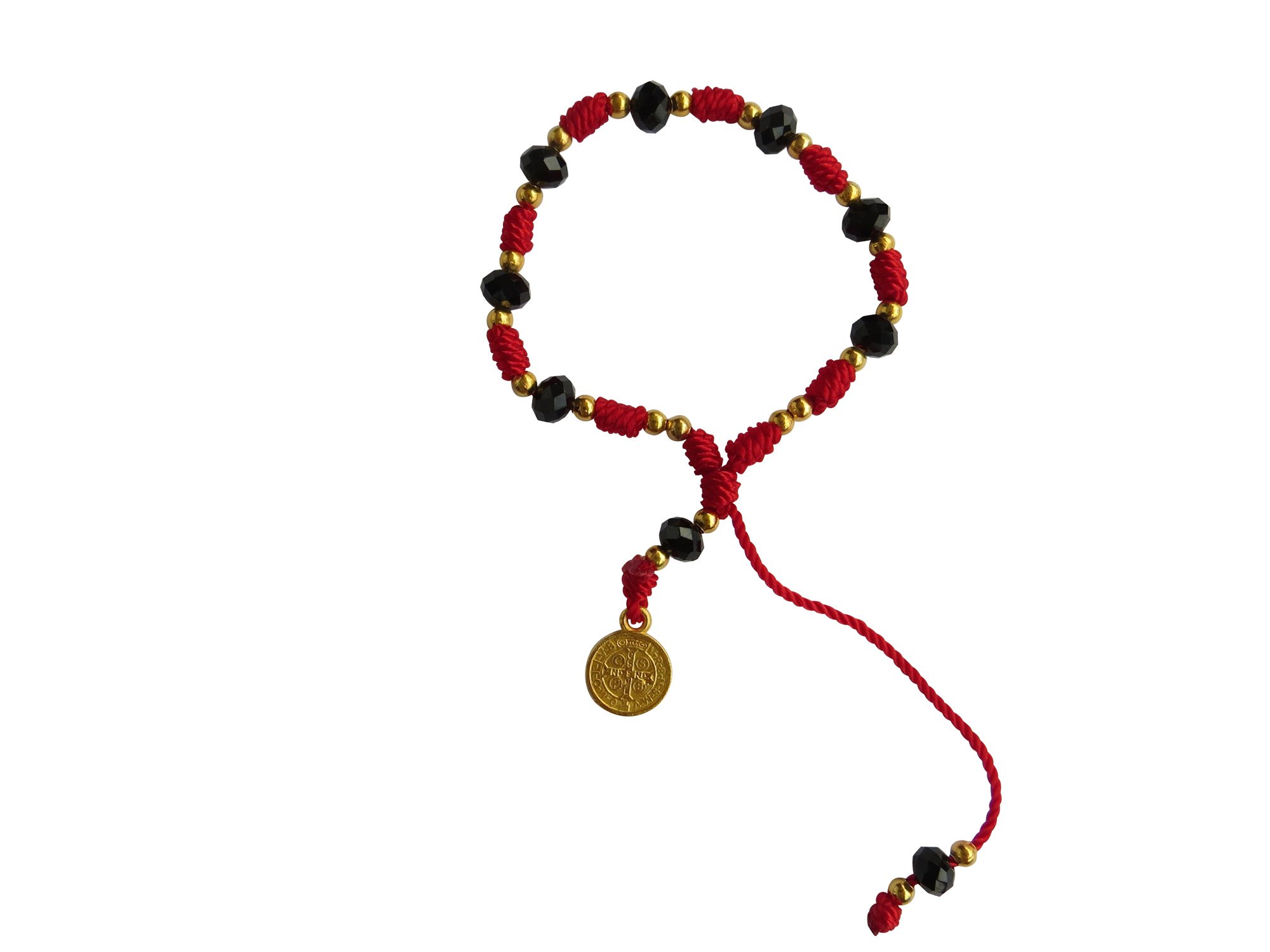 Red Thread with Cristal Beads Saint Benedict Bracelet Pulsera De San Benito