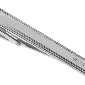 Personalized Silver Stainless Steel Beveled Tie Clip Bar Custom Engraved Free - Ships from USA