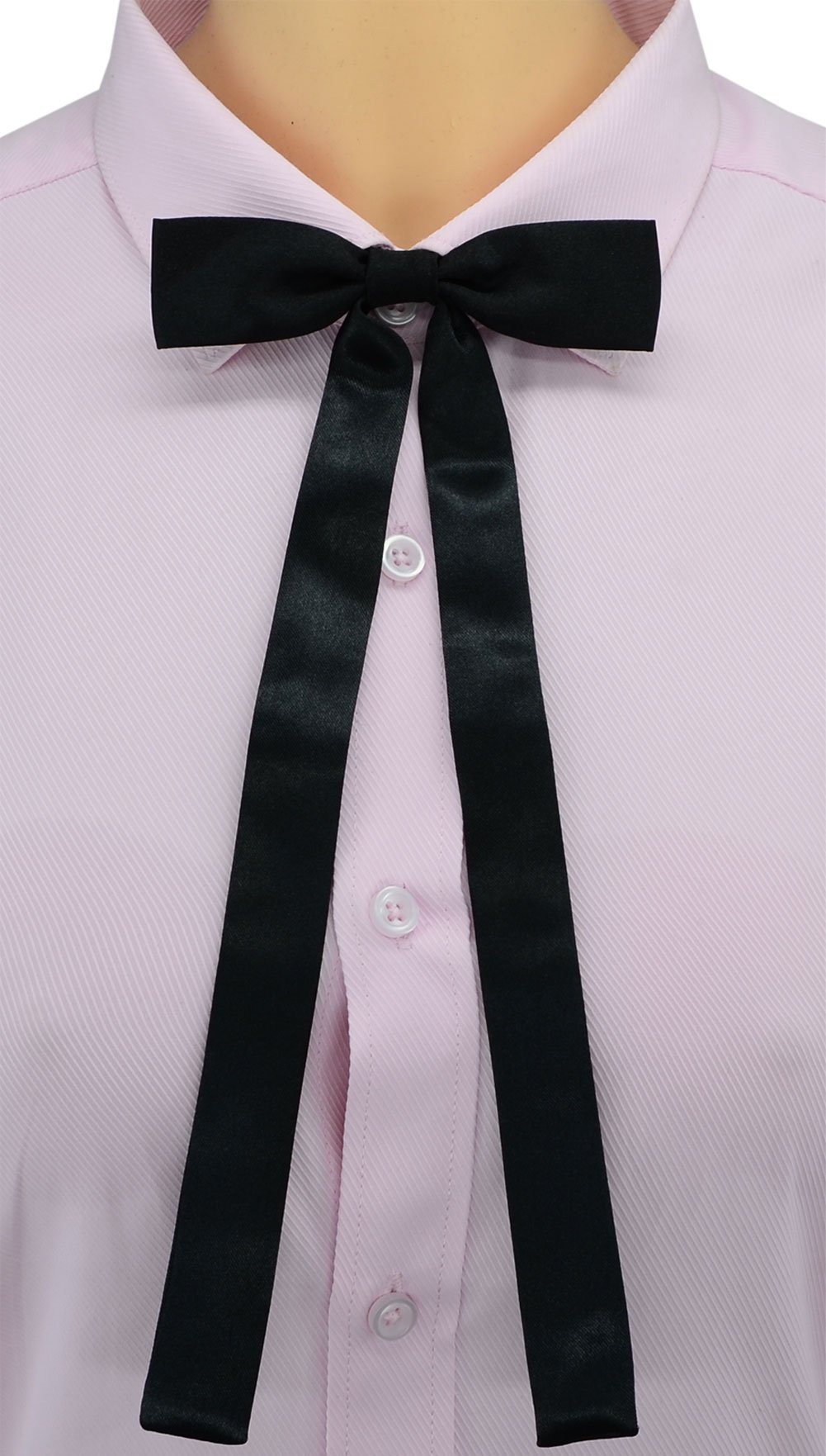 SYAYA Adjustable Long Silk Bow Tie, Pre Tied Necktie For ladies T-shirt Decoration/Christmas/Cosplay/Party/ B11(black)