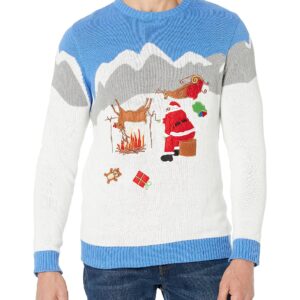 Blizzard Bay Men's Ugly Christmas Reindeer Sweater, Ivory, X-Large US