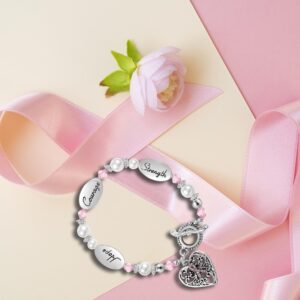 Fundraising For A Cause Pink Ribbon Breast Cancer “Hope, Strength Bracelet (1 Bracelet)