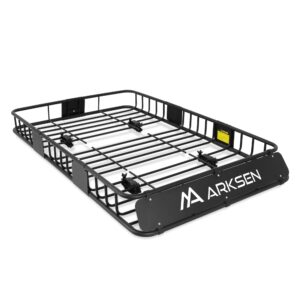 arksen 64 x 39 inch universal 150lb heavy duty roof rack cargo with extension car top luggage holder carrier basket for suv, truck, & car steel construction