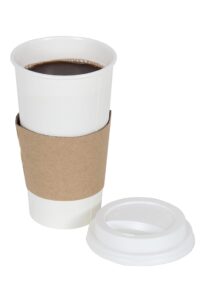 cucinaprime white paper hot coffee cups with white lids and sleeves (20 ounce - 50 pack)