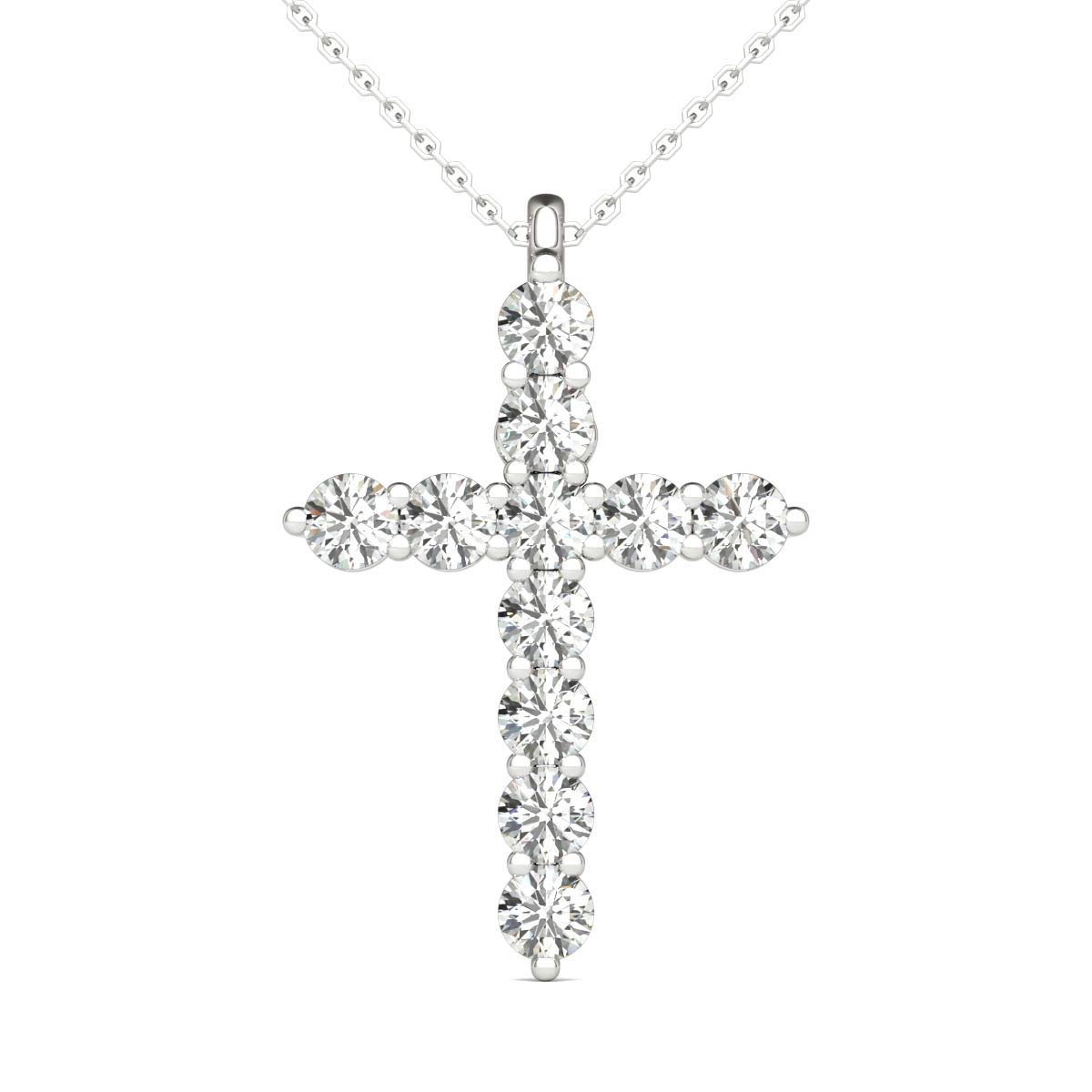 VAARYA Natural Diamonds Cross Pendant AGS Certified 14K Hypoallergenic White Gold 1.00 Ctw. GH/SI2-I1