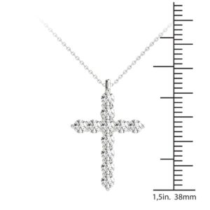 VAARYA Natural Diamonds Cross Pendant AGS Certified 14K Hypoallergenic White Gold 1.00 Ctw. GH/SI2-I1