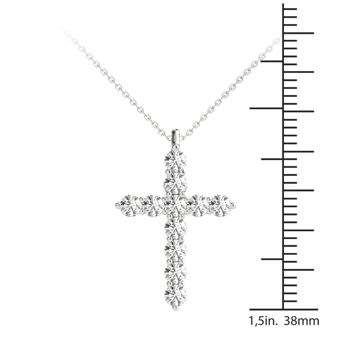 VAARYA Natural Diamonds Cross Pendant AGS Certified 14K Hypoallergenic White Gold 1.00 Ctw. GH/SI2-I1