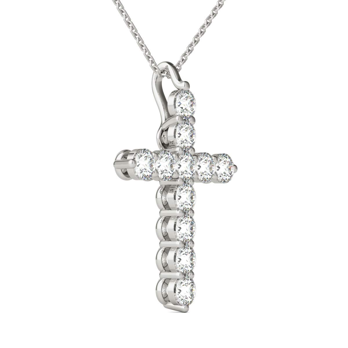 VAARYA Natural Diamonds Cross Pendant AGS Certified 14K Hypoallergenic White Gold 1.00 Ctw. GH/SI2-I1