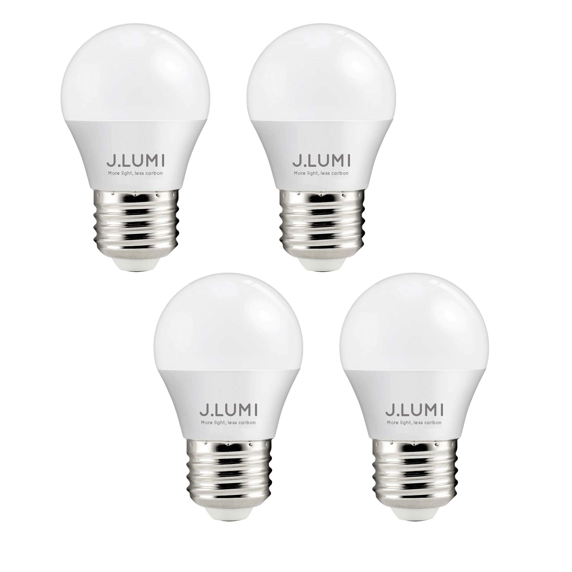 J.LUMI A15 LED Bulbs 5W, 3000K Soft White, A15/G45 Shape Small Bulbs, E26 Medium Base, for table lamps, refrigerators, ceiling fans, NOT DIMMABLE (4 Count)