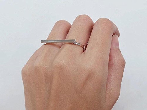 SOVATS Double Finger Band Ring for Women 925 Sterling Silver Rhodium Plated - Simple, Stylish &Trendy Nickel Free Ring Adjustable Size