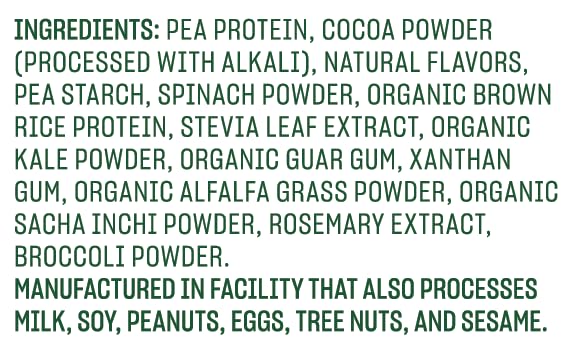 Vega Protein and Greens Protein Powder, Chocolate - 20g Plant Based Protein Plus Veggies, Vegan, Non GMO, Pea Protein for Women and Men, 1.2 lbs (Packaging May Vary)