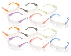 pyramex mini intruder safety eyewear, multi colors / clear-hardcoated lens (pack of 12)