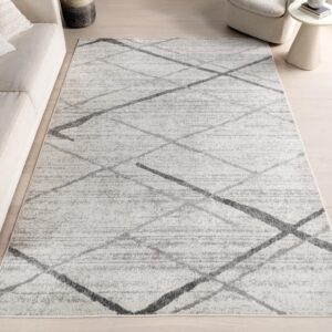 nuloom 8x10 thigpen contemporary area rug, grey, abstract lines, non-slip backing, stain resistant, for bedroom, dining room, living room, hallway, office, kitchen, entryway