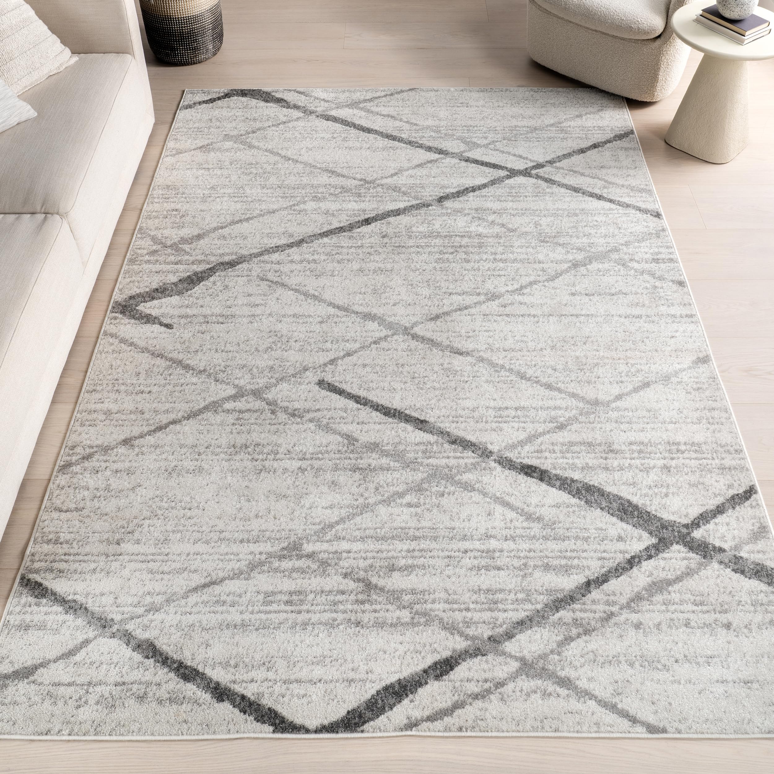 nuLOOM 8x10 Thigpen Contemporary Area Rug, Grey, Abstract Lines, Non-Slip Backing, Stain Resistant, For Bedroom, Dining Room, Living Room, Hallway, Office, Kitchen, Entryway