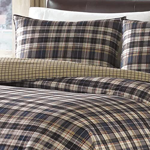 Eddie Bauer - Queen Duvet Cover Set, Reversible Bedding with Matching Shams, Plaid Home Decor for All Seasons (Port Gamble Blue, Queen)