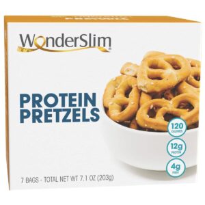 wonderslim protein pretzel snacks, 120 calories, 12g protein, 4g fiber (7ct)