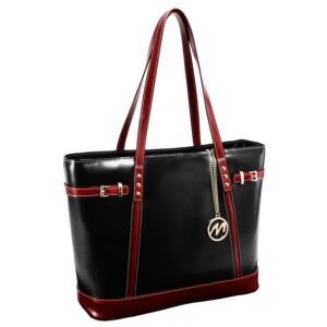 mckleinusa mcklein m series serafina black leather tote with tablet pocket (97565)