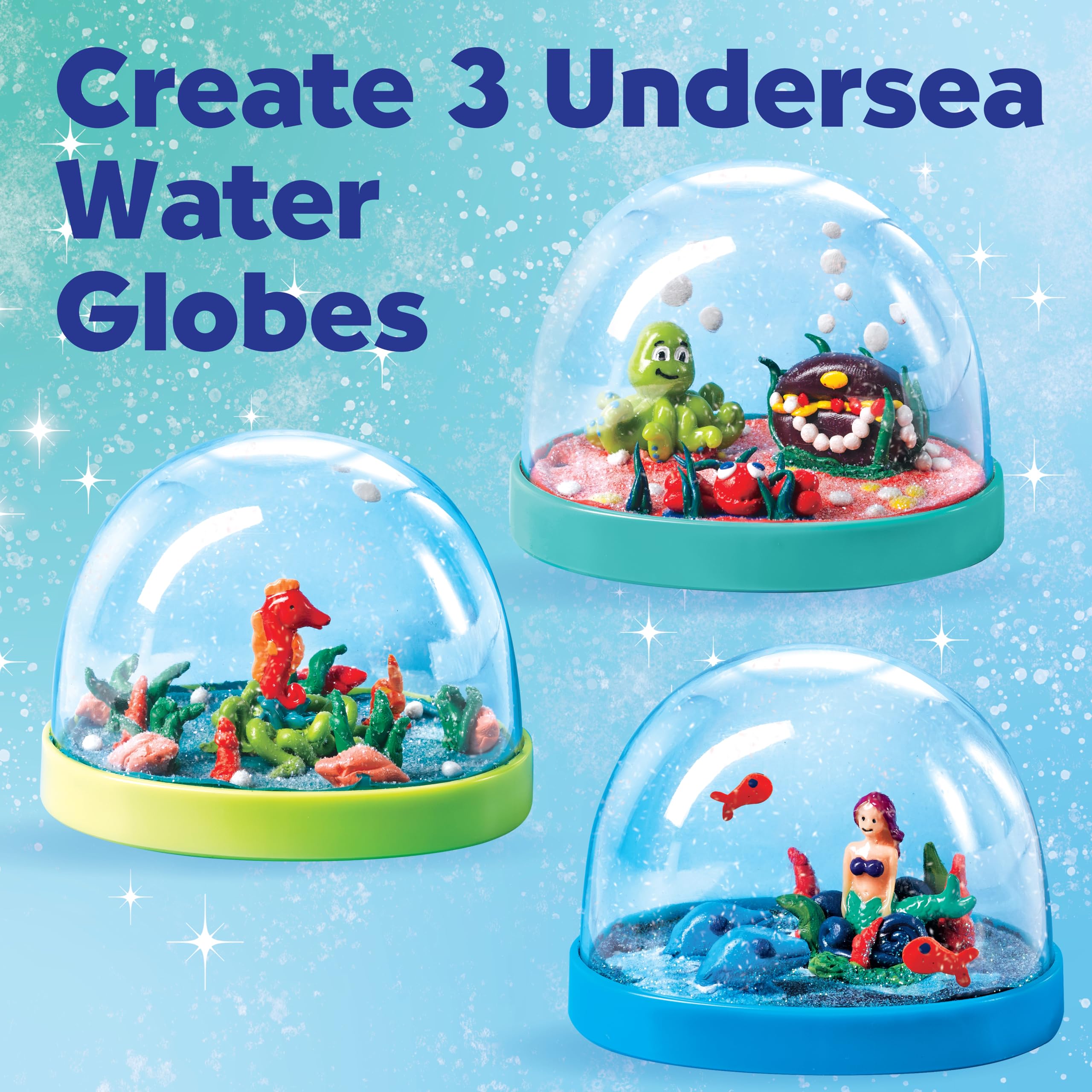 Creativity for Kids Make Your Own Under the Sea Water Globes - Make 3 DIY Snow Globes, Arts and Crafts for Boys and Girls, Kids Activities and Birthday Gifts for Ages 6-8+