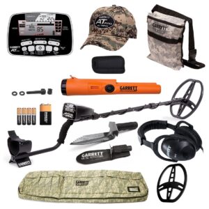 garrett a.t. pro metal detector with pro-pointer a.t. pinpointer - waterproof & made in the usa; includes carry bag, digging tool, treasure pouch and hat