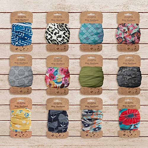 Karma Coral Sand Dollar Headband for Women - Wide - Fabric Headband and Stretchy Hair Scarf - Coral, 1 Count (Pack of 1)