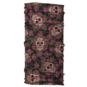 Karma Sugar Skull Headband for Women - Wide - Fabric Headband and Stretchy Hair Scarf - Black, 1 Count (Pack of 1)