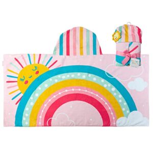 stephen joseph, kids hooded bath beach towel, girls and boys towel, swim pool cover up super absorbent cute characters, rainbow