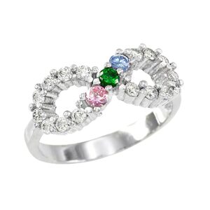 birthstone infinity rings solid 925 sterling silver personalized triple cz (size 11)