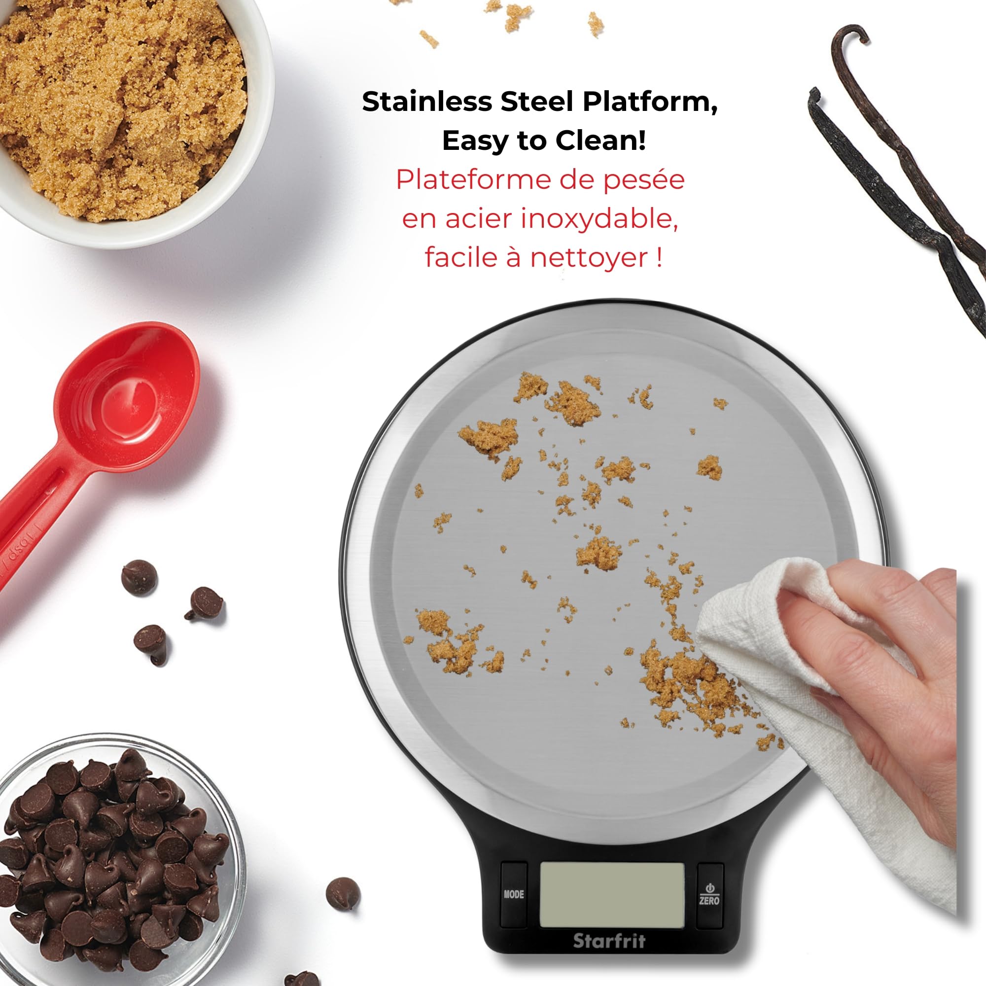 Starfrit 093765-006-0000 Electronic Kitchen Scale, Silver