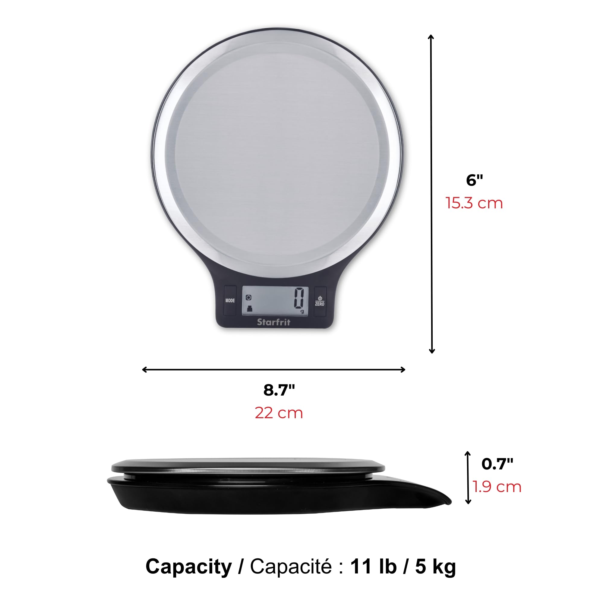 Starfrit 093765-006-0000 Electronic Kitchen Scale, Silver