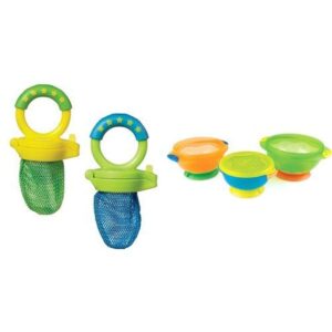 munchkin fresh food feeder, colors may vary, 2 count and stay put suction bowl, 3 count