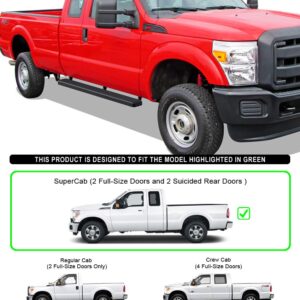 APS Running Boards (Nerf Bars Side Steps Step Bars) Compatible with Ford F250 F350 Super Duty 1999-2016 Super Cab (Black Powder Coated 5 inches)