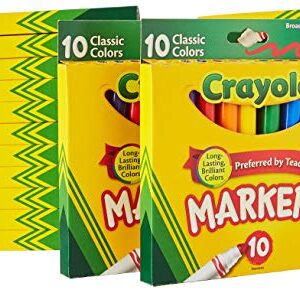 Crayola 758114552570 Broad Line Markers, Classic Colors 10 Each (Pack of 24), Case of 24 no, Count