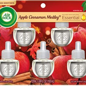 Air Wick Plug in Scented Oil Refill, Apple Cinnamon Medley, 5ct, Air Freshener, Essential Oils