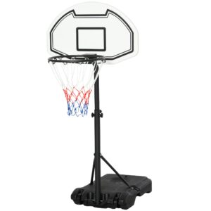 aosom poolside basketball hoop stand portable basketball system goal, adjustable height 3'-4', 30" backboard