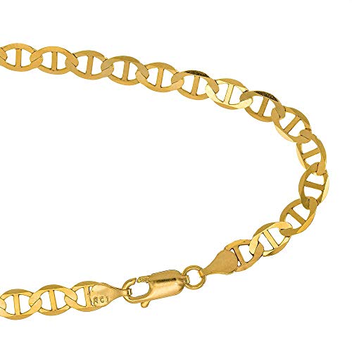 JewelStop 10k Solid Yellow Gold 3.2 mm Mariner Chain Bracelet, Lobster Claw - 7 Inches, 1.7gr.