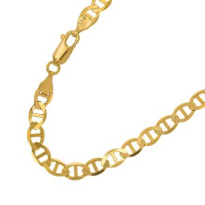 JewelStop 10k Solid Yellow Gold 3.2 mm Mariner Chain Bracelet, Lobster Claw - 7 Inches, 1.7gr.