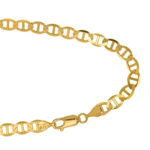 JewelStop 10k Solid Yellow Gold 3.2 mm Mariner Chain Bracelet, Lobster Claw - 7 Inches, 1.7gr.