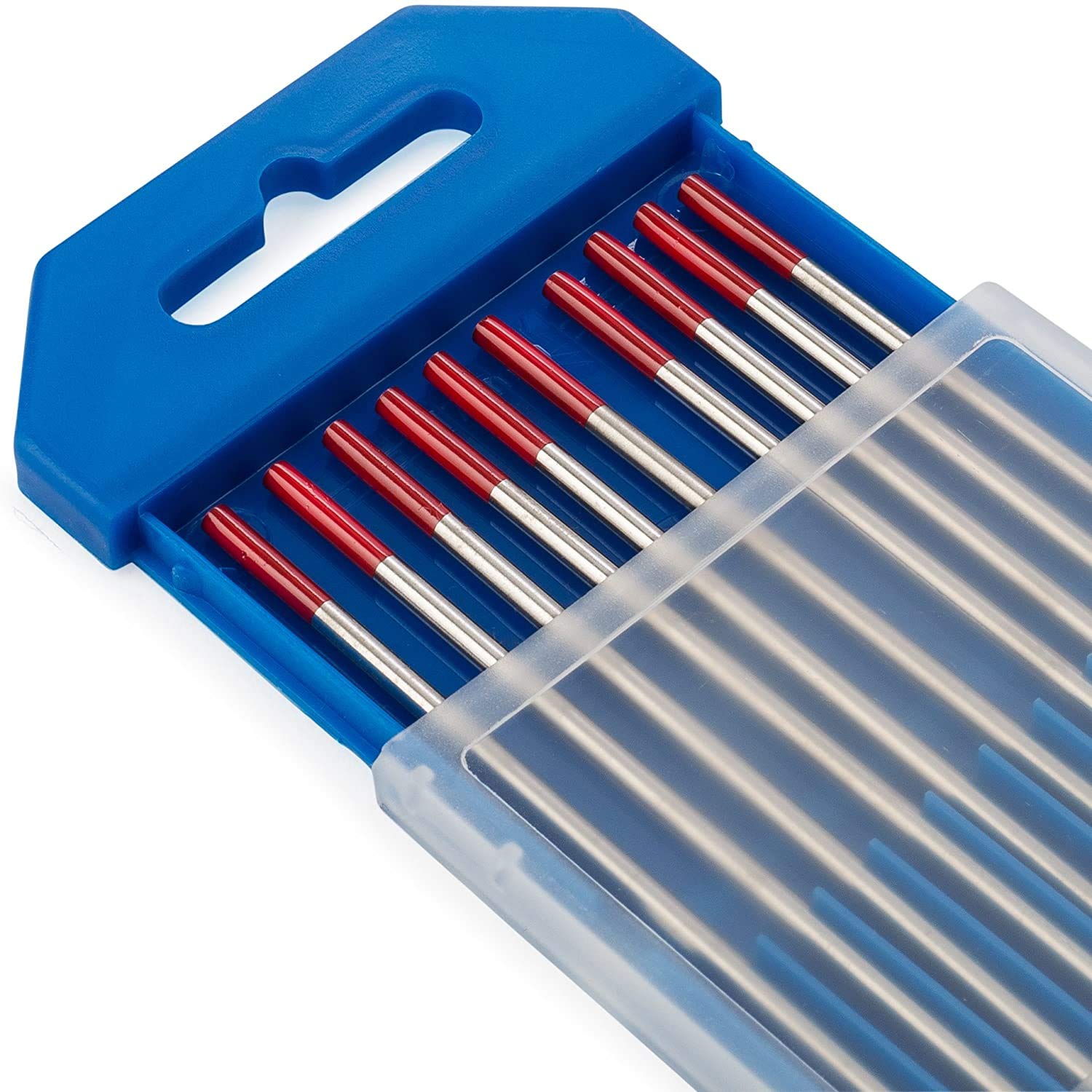 Midwest Tungsten Service TIG Welding Tungsten Electrodes 10-Pack (Red - 2% Thoriated Tungsten (WT20/EWth-2), 3/32")