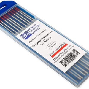 Midwest Tungsten Service TIG Welding Tungsten Electrodes 10-Pack (Red - 2% Thoriated Tungsten (WT20/EWth-2), 3/32")