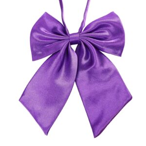 awaytr ladies adjustable pre tied bowtie - solid color bow ties for women (purple