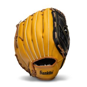 franklin sports baseball and softball glove - field master - baseball and softball mitt tan, 14" - basket web