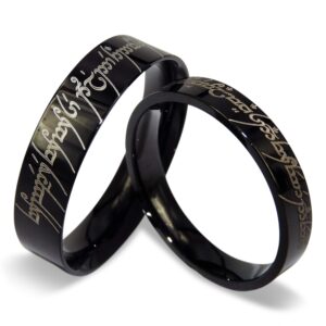 gemini his and her custom engrave black matching wedding titanium rings set flat court valentine day gift