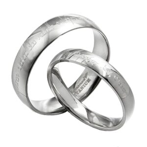 gemini his and her couple personalized matching wedding titanium rings set dome court valentine day gift