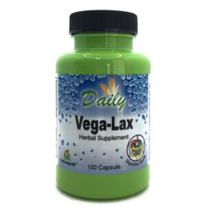 daily manufacturing vega-lax™ (cascara sagrada bark, senna leaf, glucomannan & dehydrated aloe vera gel) 100 vegetarian capsules