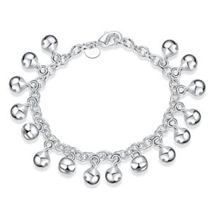 metmejiao charming fashion 925 sterling silver plated bracelet jingle bells bead charm bracelet lady jewelry