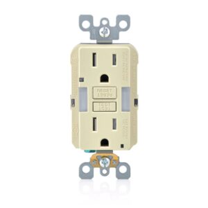 leviton gfci outlet with guidelight, 15 amp, self test, tamper-resistant with led indicator light, replaces plugged in night light, gfnl1-i, ivory