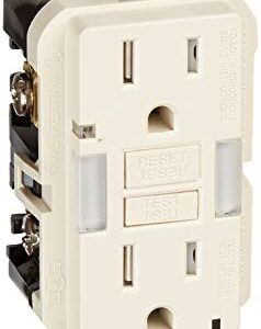 Leviton GFCI Outlet with Guidelight, 15 Amp, Self Test, Tamper-Resistant with LED Indicator Light, Replaces Plugged in Night Light, GFNL1-T, Light Almond