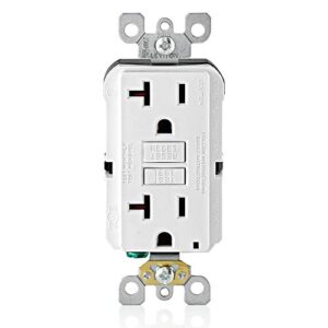 leviton gfci outlet, 20 amp, self test, non tamper-resistant with led indicator light, protection from electric shock and electrocution, gfnt2-w, white