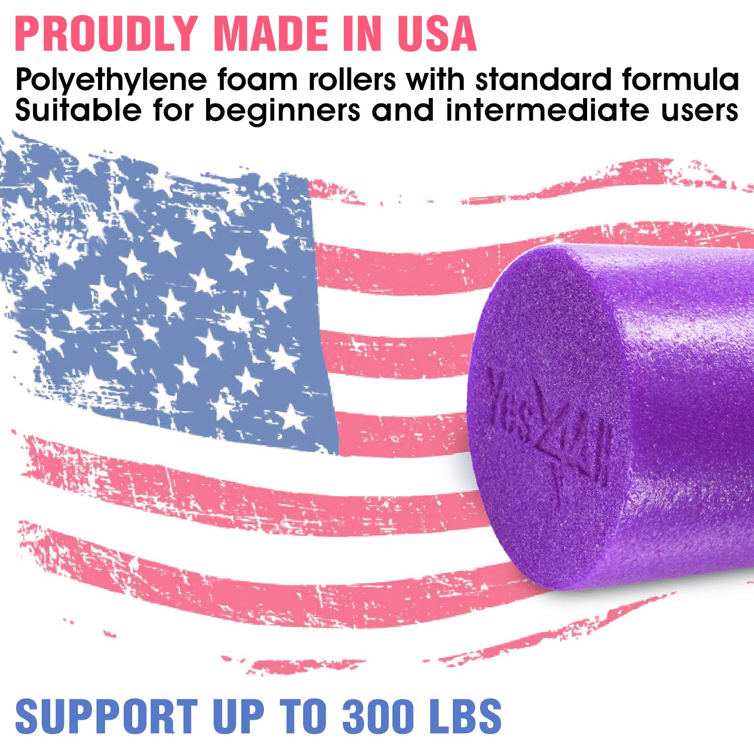 Yes4All Premium Soft-Density Round PE Foam Roller for Pilates, Yoga, Stretching, Balance & Core Exercises - 18 inch Purple