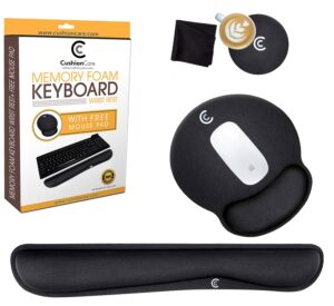 4pc wrist rests for keyboard and mouse pad set - memory foam cushion, black - ergonomic wrists hand arm rest support for laptop computer desk and gaming - carpal tunnel syndrome relief